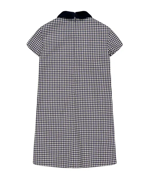 Gucci Short Sleeve Gingham Check Skater Dress