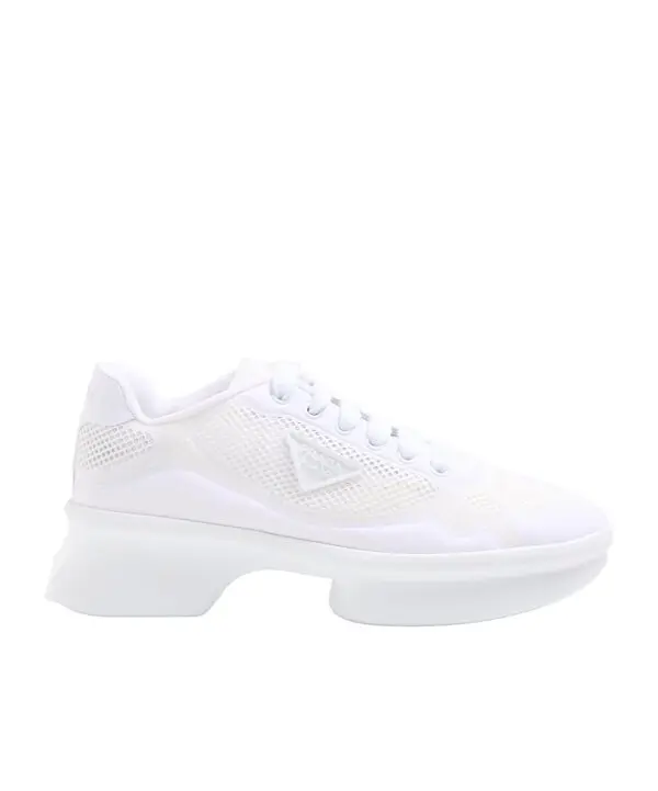 Prada Platform Lace-up Sneakers - White