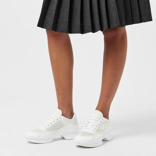 Prada Platform Lace-up Sneakers - White