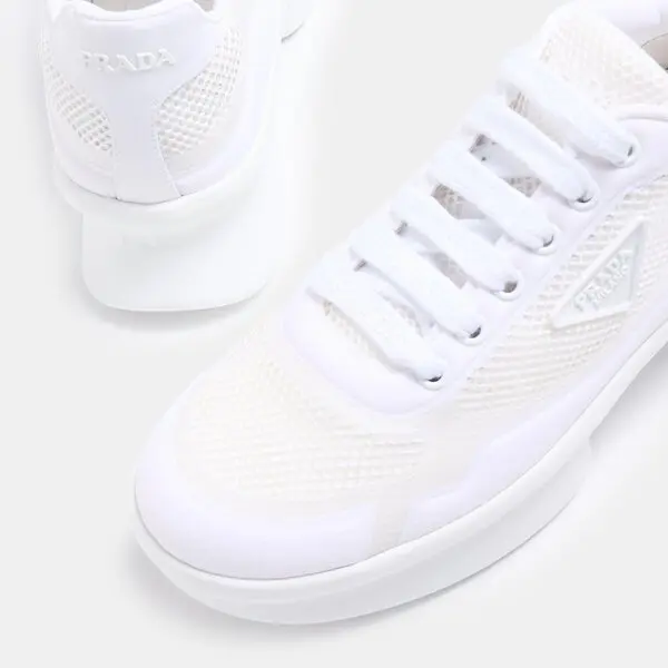 Prada Platform Lace-up Sneakers - White