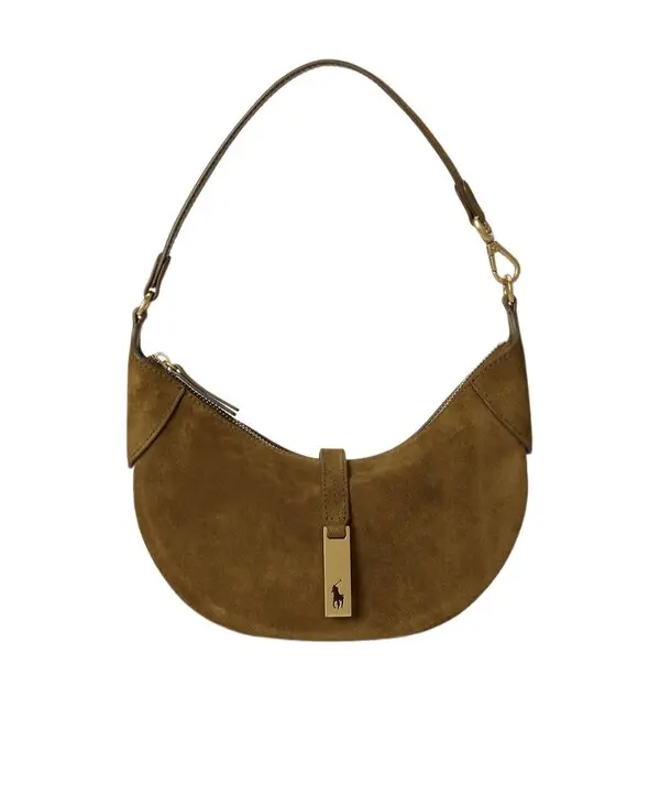 Polo Ralph Lauren Suede Croissant Shoulder Bag - Brown