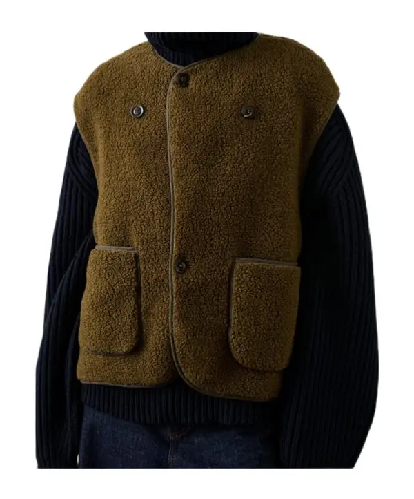 Soeur Sleeveless Button Vest - Brown