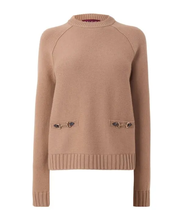 Gucci Crew Neck Knit Sweater With Decorative Hardware