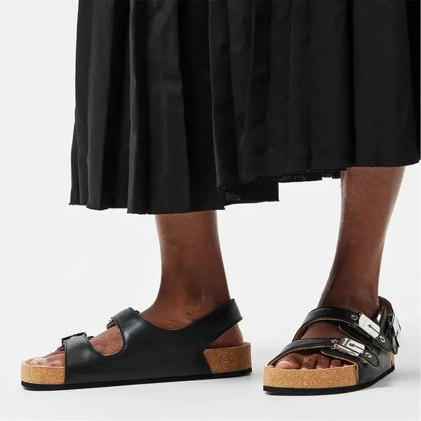 Balenciaga Flat Sandals With Logo Detail