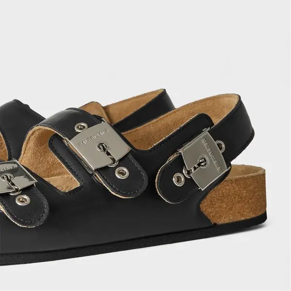 Balenciaga Flat Sandals With Logo Detail