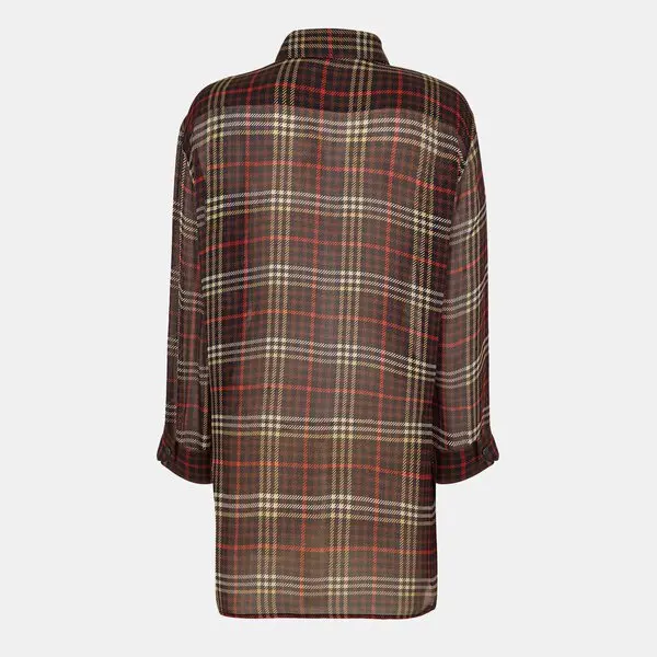 Saint Laurent Plaid Long-sleeve Shirt With Tie Detail