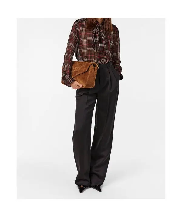 Saint Laurent Plaid Long-sleeve Shirt With Tie Detail