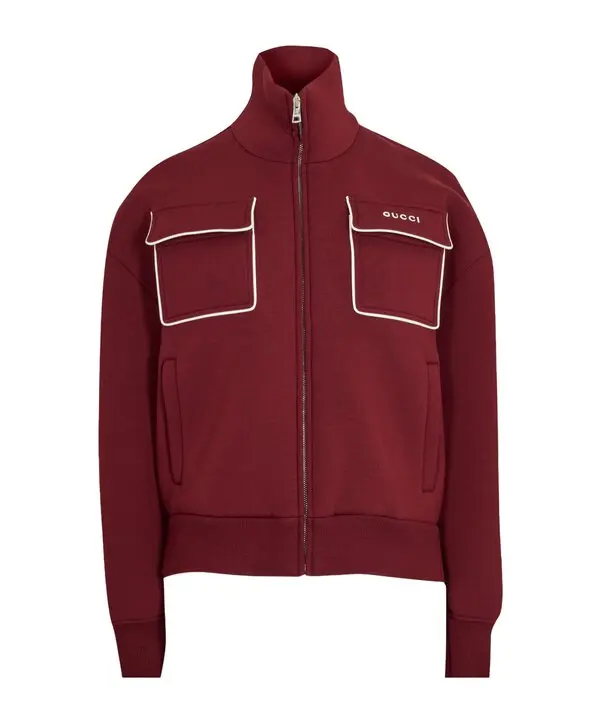 Gucci Zip-up Bomber Jacket With Embroidered Logo