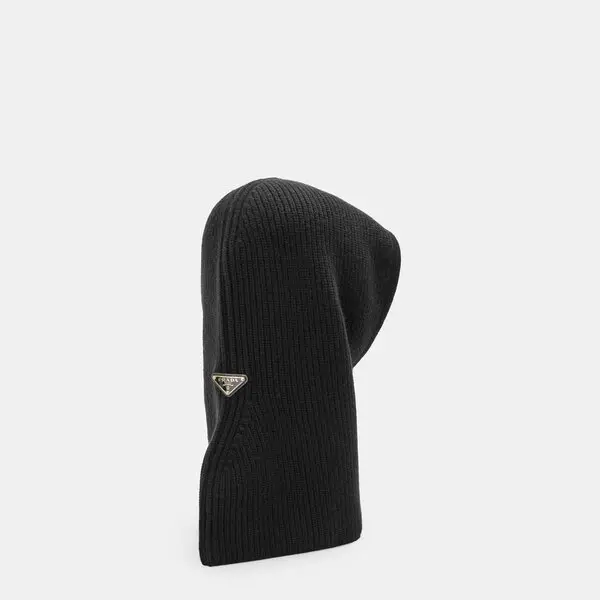 Prada Ribbed Balaclava With Logo Detail
