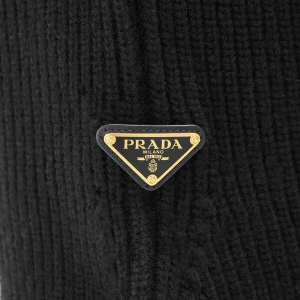 Prada Ribbed Balaclava With Logo Detail