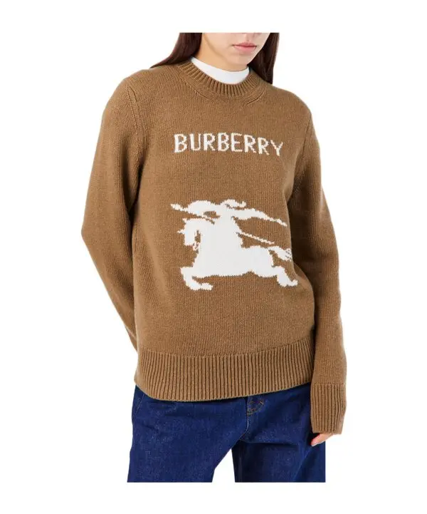 Burberry Scarlett Crew Neck Jumper With Equestrian Graphic