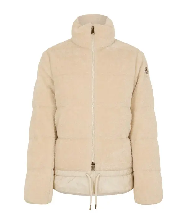 Moncler Quilted Down Jacket With Stand Collar And Logo Patch