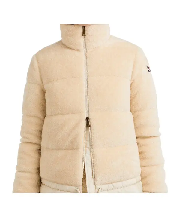 Moncler Quilted Down Jacket With Stand Collar And Logo Patch