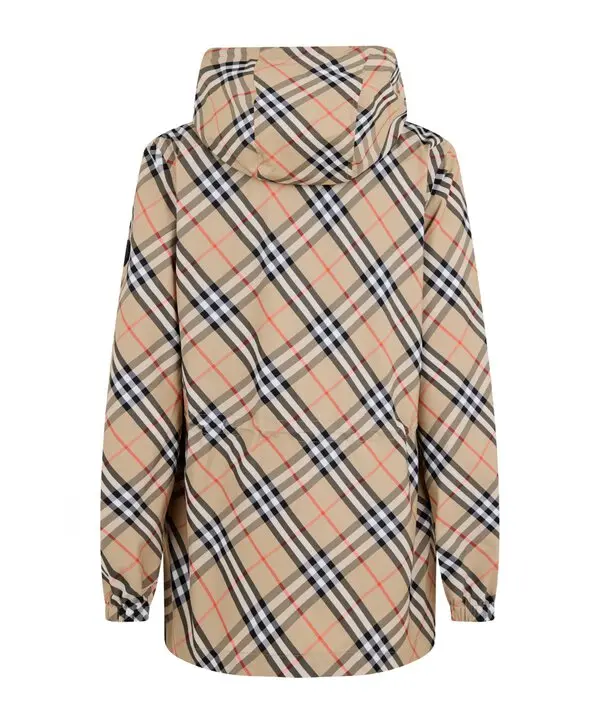 Burberry Diagonal Check Hooded Mid-length Coat