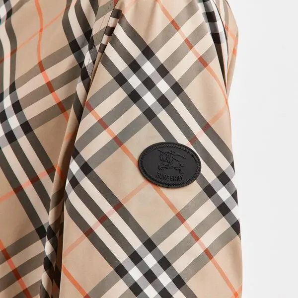 Burberry Diagonal Check Hooded Mid-length Coat