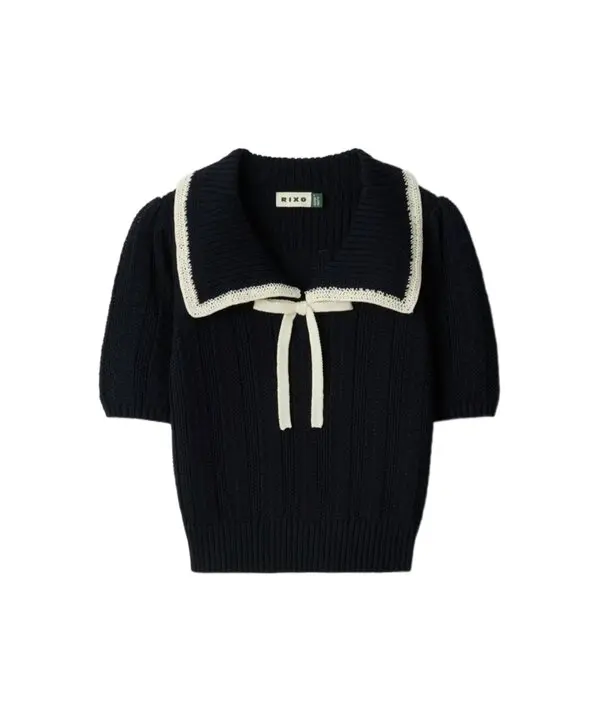 Rixo Pippa Short-sleeved Top - Black
