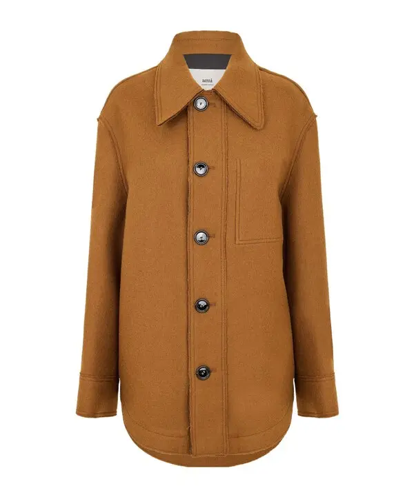 AMI Paris Single-breasted Solid Color Coat