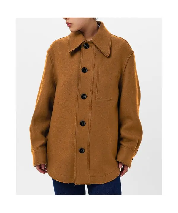 AMI Paris Single-breasted Solid Color Coat