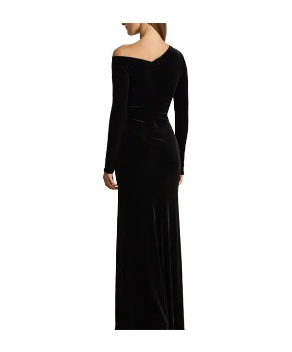 Ralph Lauren Velvet Asymmetrical Neckline Gown
