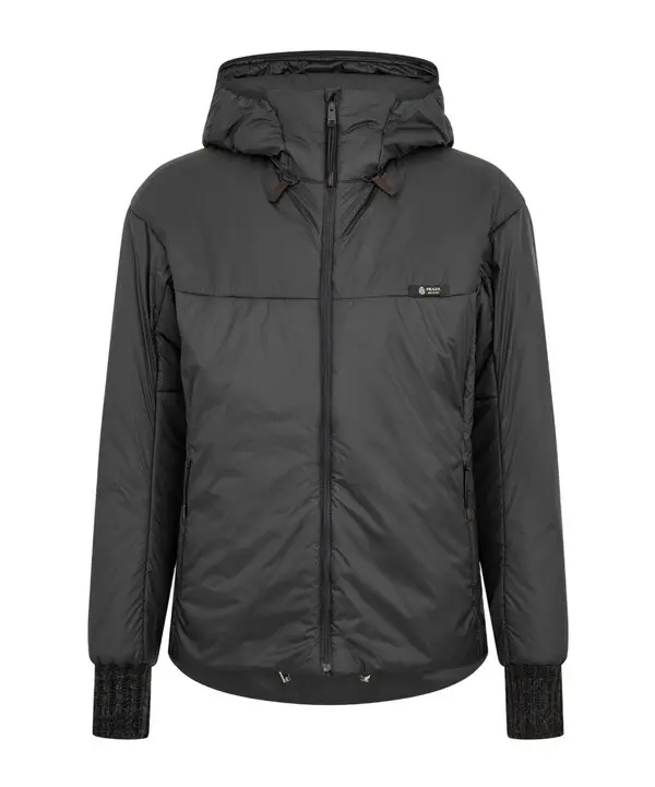 Prada Hooded Padded Jacket With Zip-up Front And Ribbed Cuffs