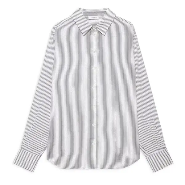 ANINE BING Striped Long-sleeve Button-down Shirt - White