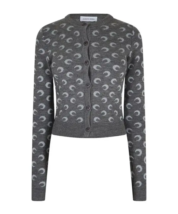 MARINE SERRE Moon Pattern Knitwear Cardigan - Black