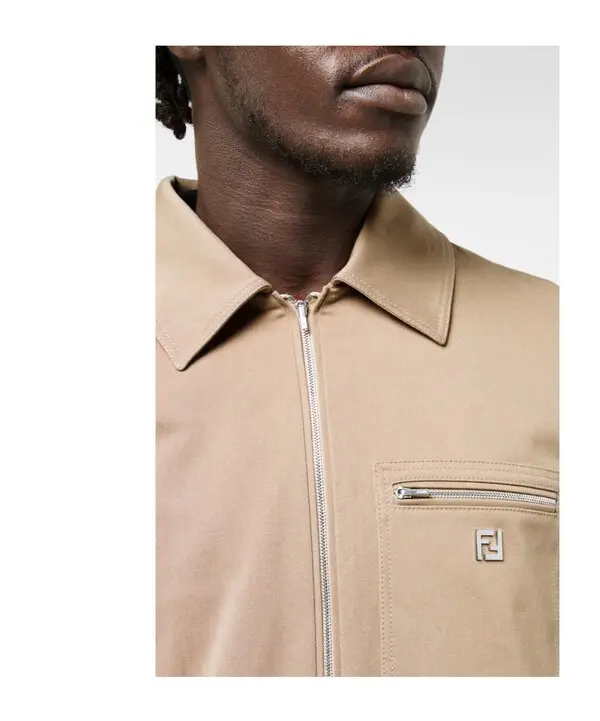 Fendi Collared Zip-up Jacket - Nude