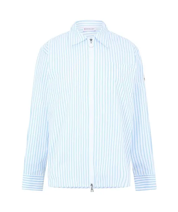 Moncler Striped Long-sleeve Zip-up Shirt