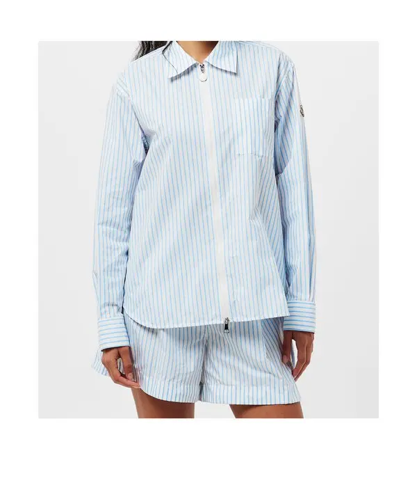 Moncler Striped Long-sleeve Zip-up Shirt