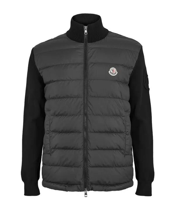 Moncler Hybrid Knit And Quilted Down Zip-up Jacket