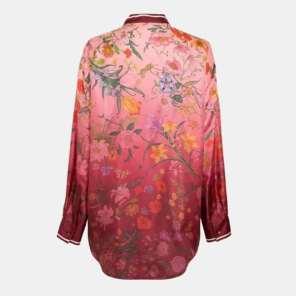 Gucci Floral Print Tie Neck Shirt