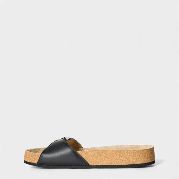 Balenciaga Open Toe Slippers With Signature Hardware