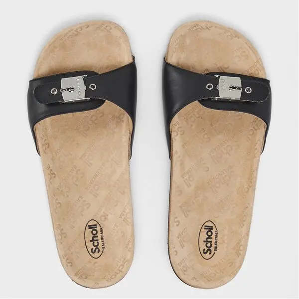 Balenciaga Open Toe Slippers With Signature Hardware