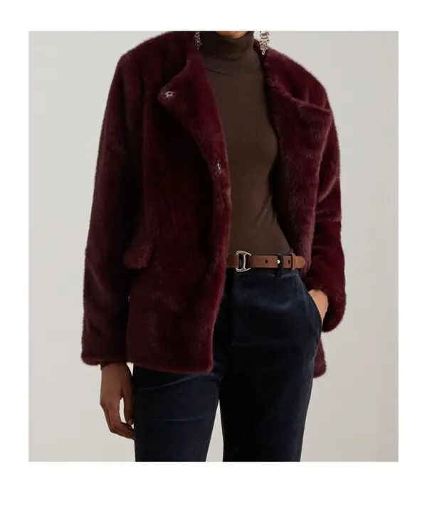 Ralph Lauren Real Leather Fx Fur Teddy Coat