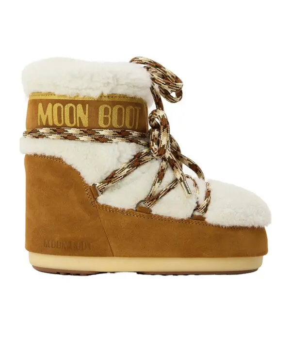 Moon Boot Suede Shearling Lace-up Boots - Brown