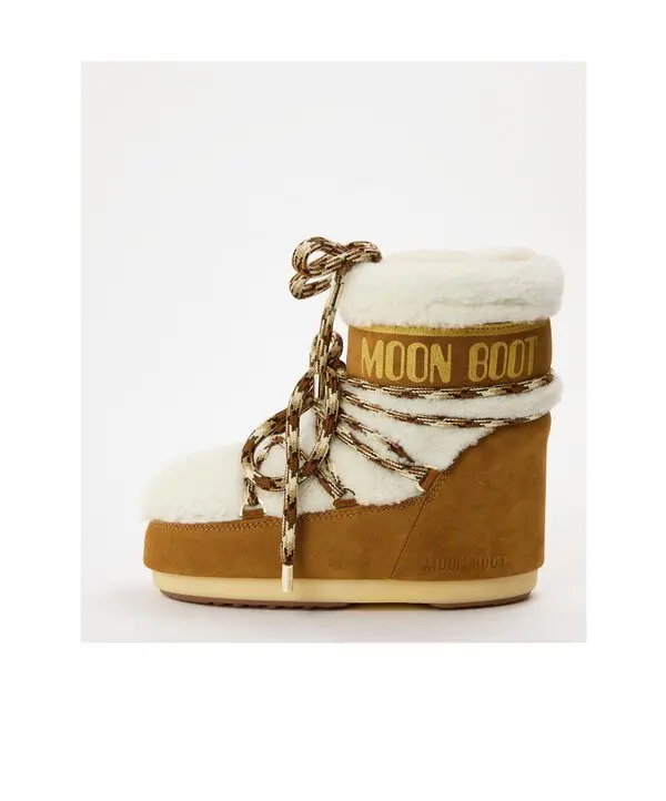 Moon Boot Suede Shearling Lace-up Boots - Brown