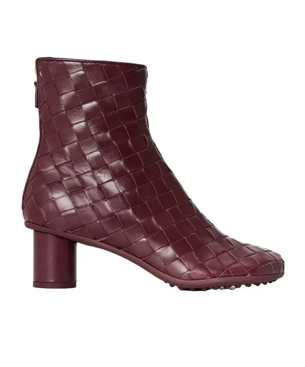 Bottega Veneta Woven Ankle Boots With Block Heel