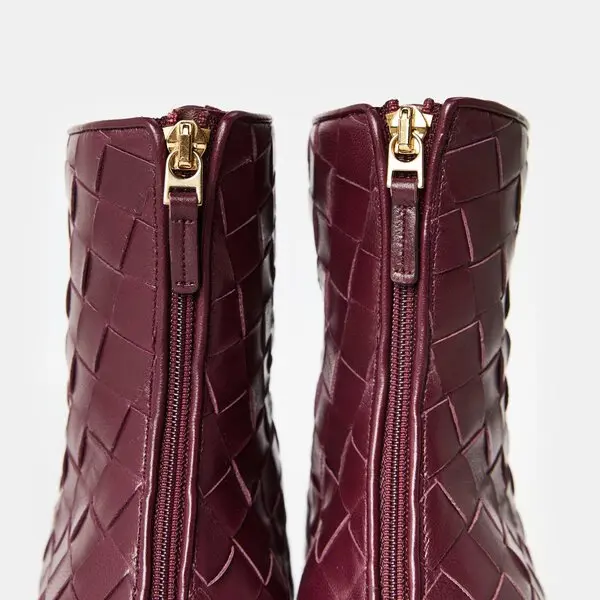 Bottega Veneta Woven Ankle Boots With Block Heel