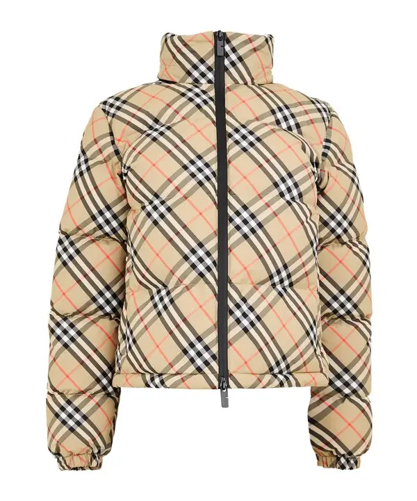 Burberry Check Insulated Cropped Short Puffer Jacket