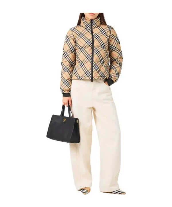 Burberry Check Insulated Cropped Short Puffer Jacket