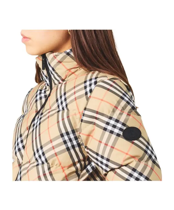 Burberry Check Insulated Cropped Short Puffer Jacket
