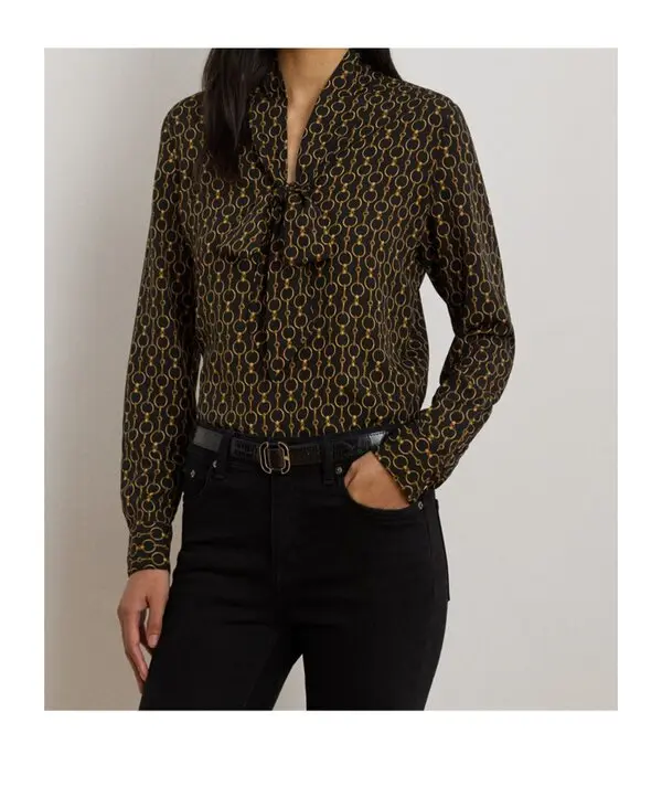 Ralph Lauren Real Leather Long Sleeve Blouse