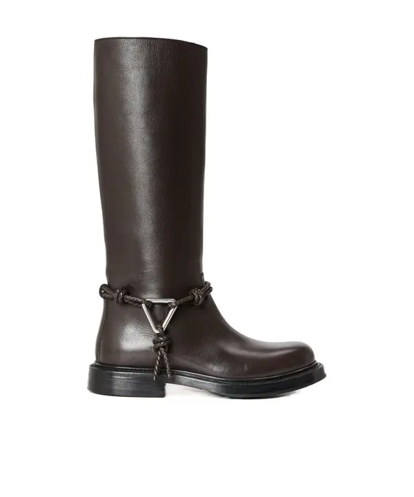Bottega Veneta Knee-high Leather Boots With Braided Detail