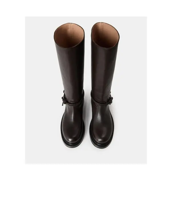 Bottega Veneta Knee-high Leather Boots With Braided Detail