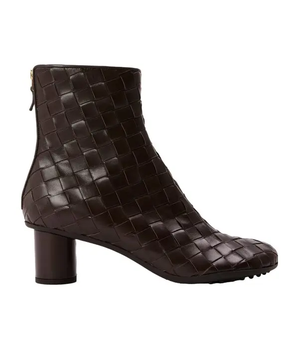 Bottega Veneta Woven Ankle Boots With Chunky Heel