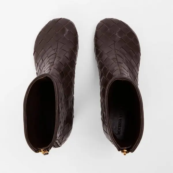 Bottega Veneta Woven Ankle Boots With Chunky Heel