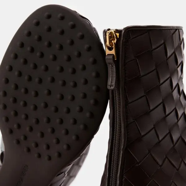 Bottega Veneta Woven Ankle Boots With Chunky Heel