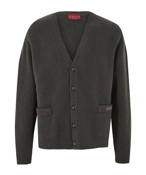 Gucci V-neck Ribbed Knit Cardigan