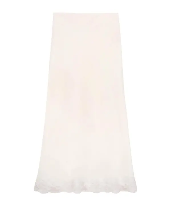 Rixo Lace Trim Midi Skirt - White