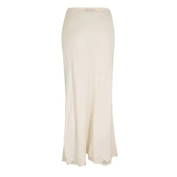 Rixo Lace Trim Midi Skirt - White
